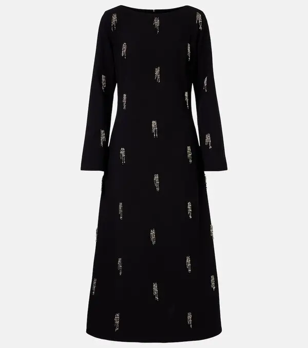 Simkhai Coretta Embellished Crêpe Midi Dress - Black