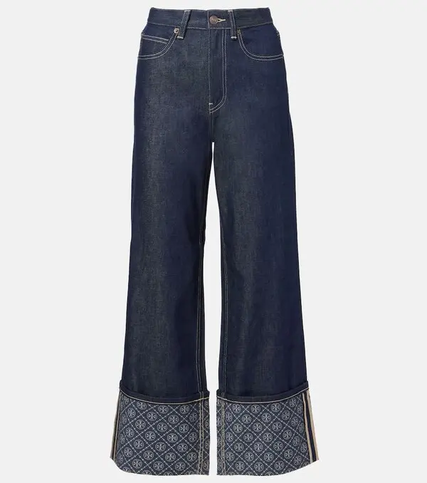 Tory Burch Monogram Wide-leg Jeans