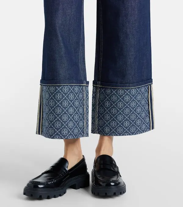 Tory Burch Monogram Wide-leg Jeans