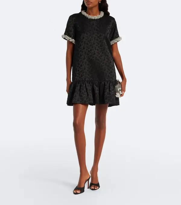 Simkhai Embellished Jacquard Minidress - Black