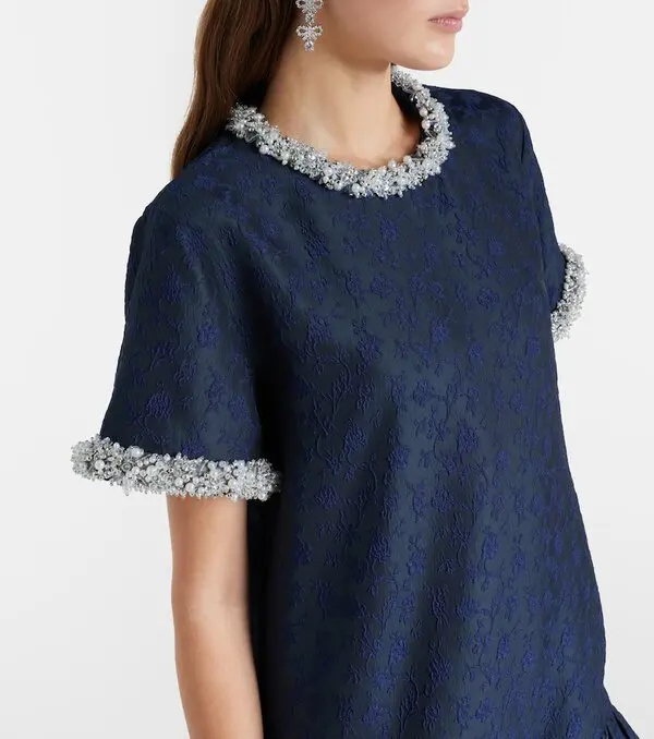 Simkhai Alison Embellished Jacquard Minidress - Blue