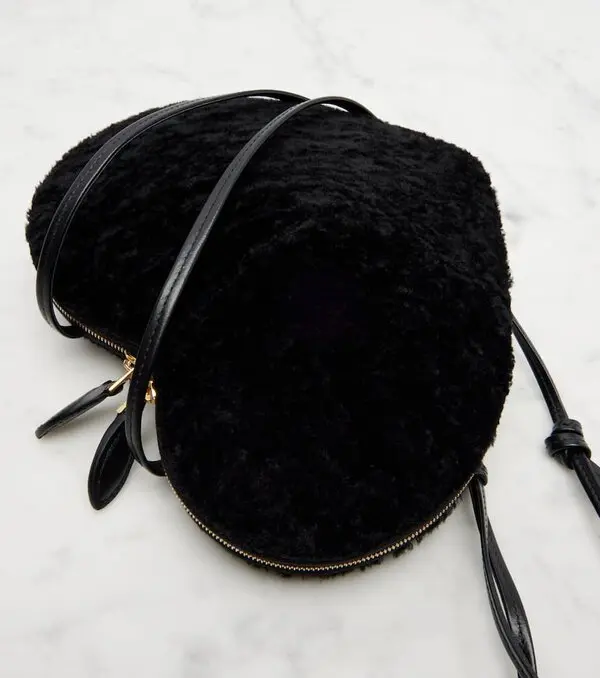 Alaïa Le Coeur Small Shearling Crossbody Bag