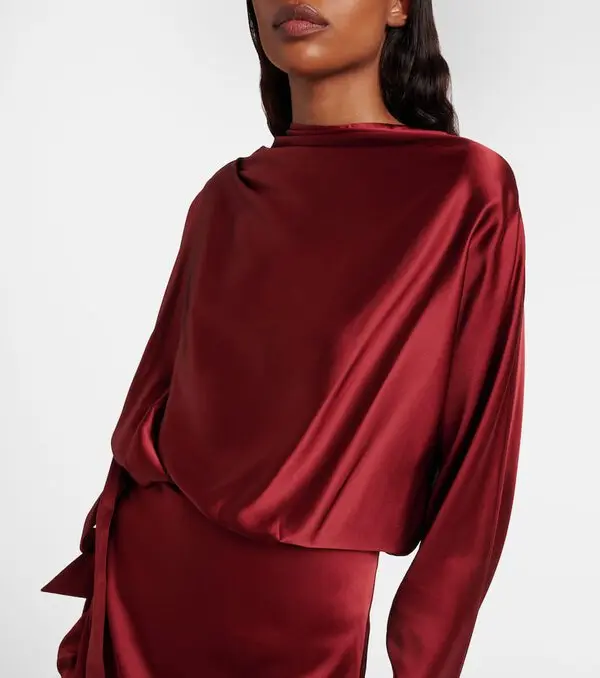 Staud Phoebe Silk-blend Satin Minidress - Red