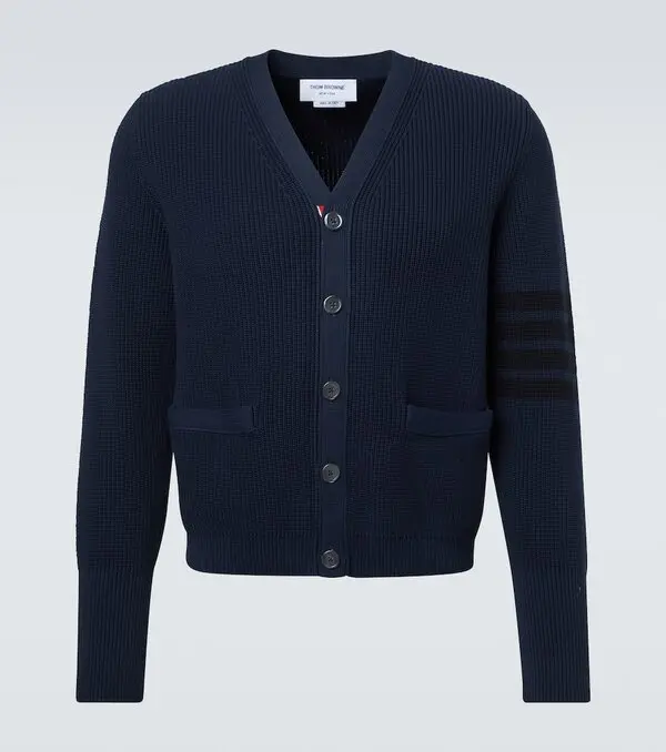 Thom Browne 4-bar Cotton Cardigan - Blue