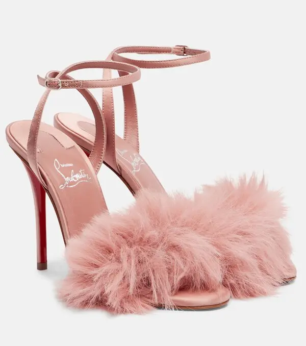 CHRISTIAN LOUBOUTIN Patchoulina 100 Crêpe Satin Sandals - Pink