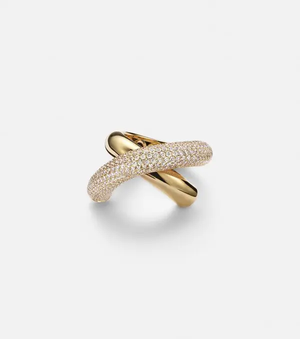 ENGELBERT Cross Loop Ring With Diamonds - Gold