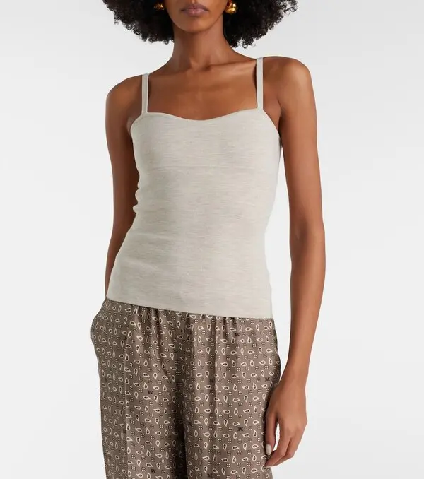 Max Mara Wool-blend Camisole Top - Beige