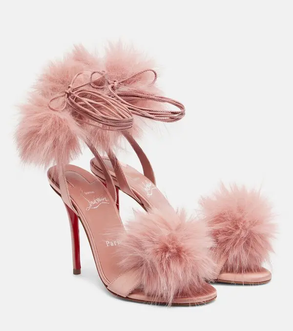 CHRISTIAN LOUBOUTIN Patapompom 100 Crêpe Satin Sandals - Pink