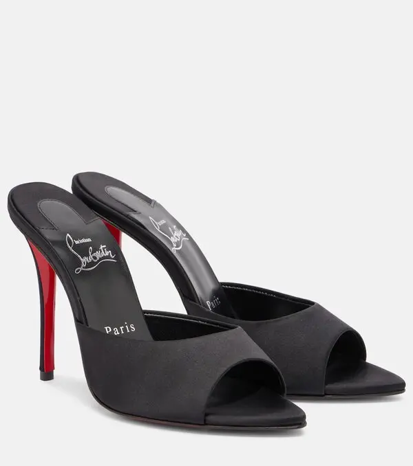 CHRISTIAN LOUBOUTIN Miss Z 100 Crêpe Satin Mules - Black