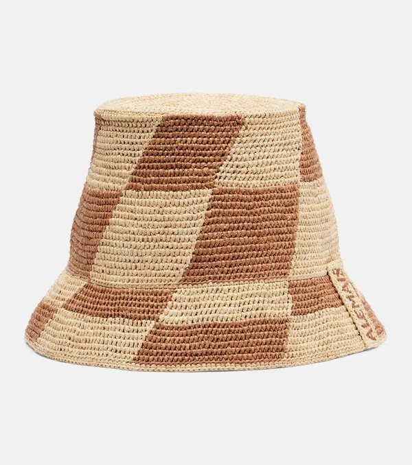ALEMAIS Alémais Checked Raffia Bucket Hat