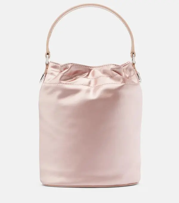 Staud Leather-trimmed Satin Bucket Bag - Pink
