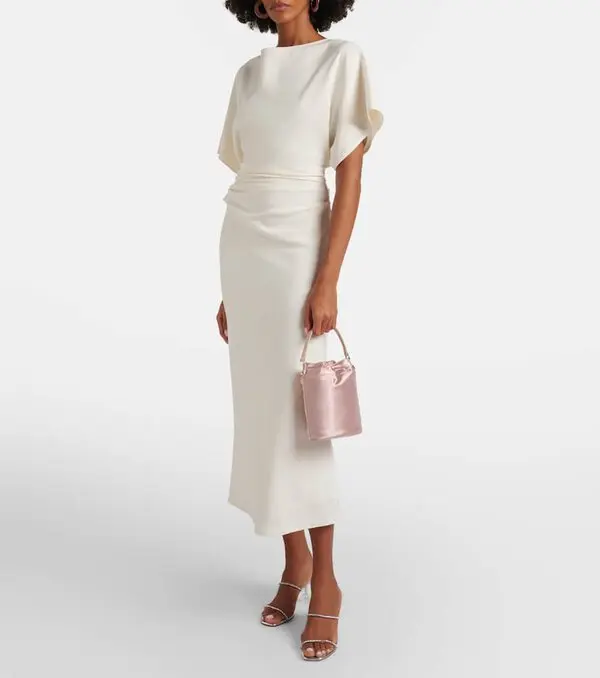 Staud Leather-trimmed Satin Bucket Bag - Pink