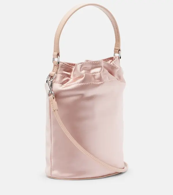 Staud Leather-trimmed Satin Bucket Bag - Pink