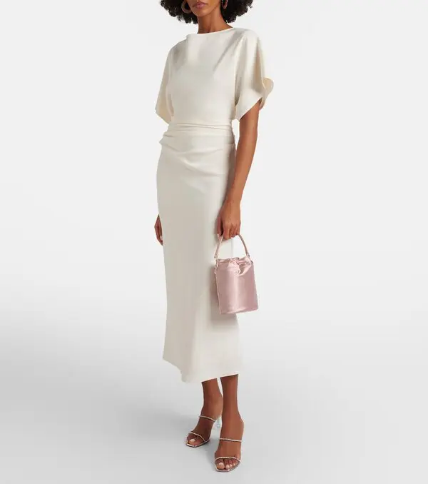 Staud Leather-trimmed Satin Bucket Bag - Pink