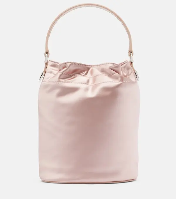 Staud Leather-trimmed Satin Bucket Bag - Pink