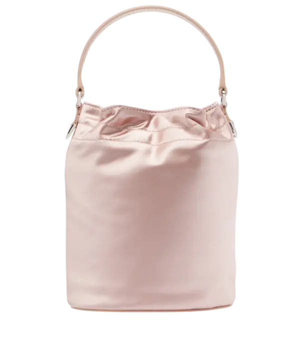 Staud Leather-trimmed Satin Bucket Bag - Pink