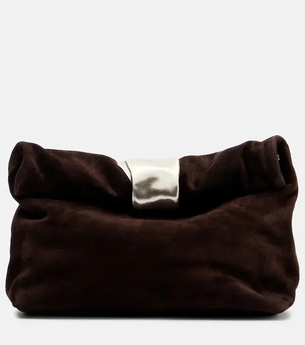 Staud Cuff Suede Clutch - Brown