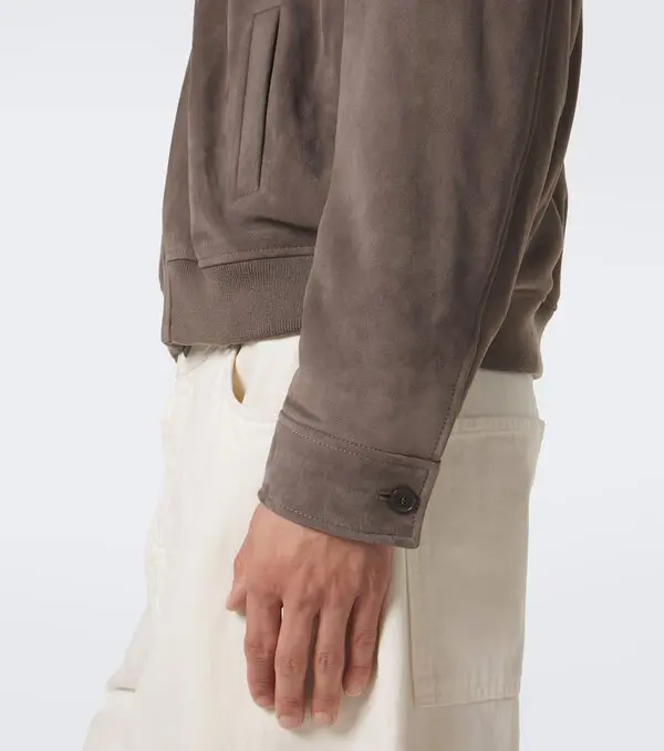 FRAME Suede Blouson Jacket - Beige