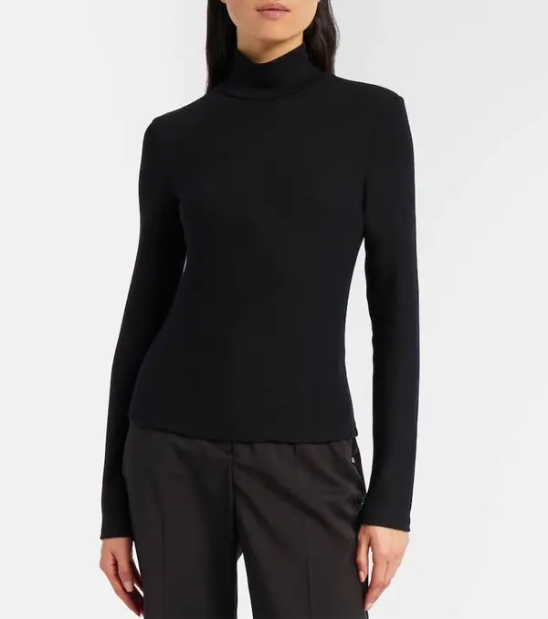 LESET Lauren Turtleneck Jersey Top - Black