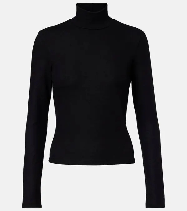 LESET Lauren Turtleneck Jersey Top - Black