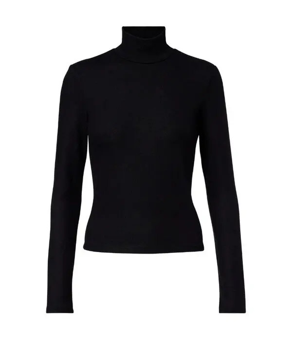LESET Lauren Turtleneck Jersey Top - Black
