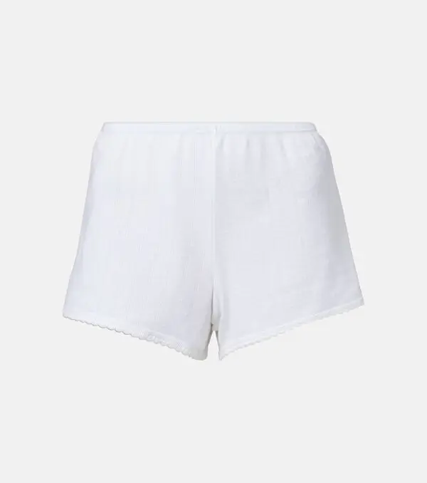 LESET Pointelle Cotton Shorts - White