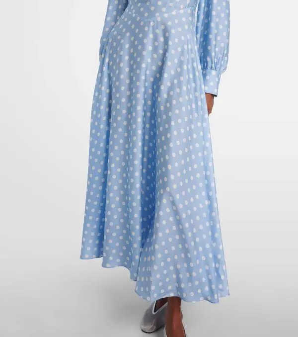 Posse Tilly Polka-dot Satin Midi Dress