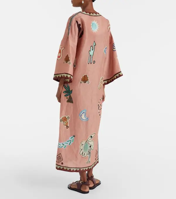ALEMAIS Alémais Linen And Silk-blend Wrap Midi Dress