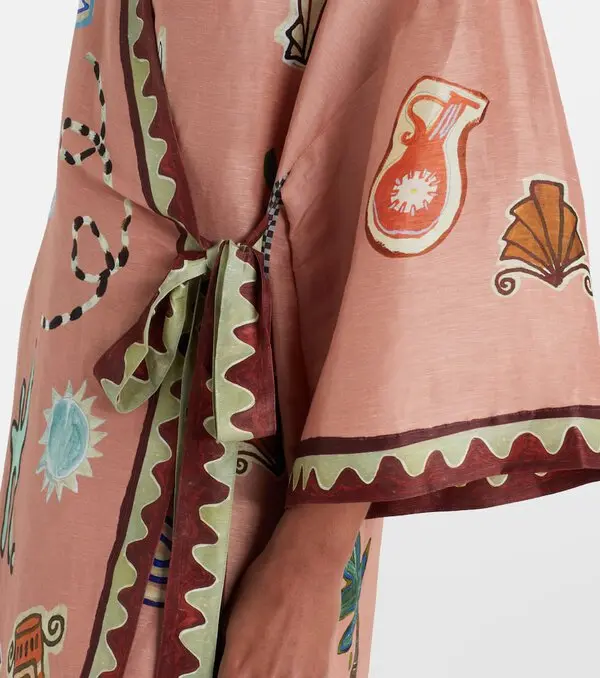 ALEMAIS Alémais Linen And Silk-blend Wrap Midi Dress