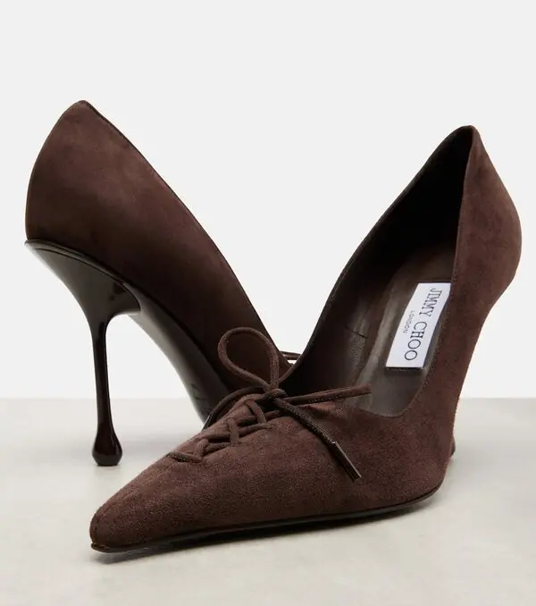 JIMMY CHOO Scarlett 95 Suede Pumps - Brown