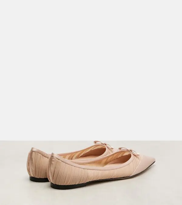 JIMMY CHOO Love Mesh And Satin Ballet Flats
