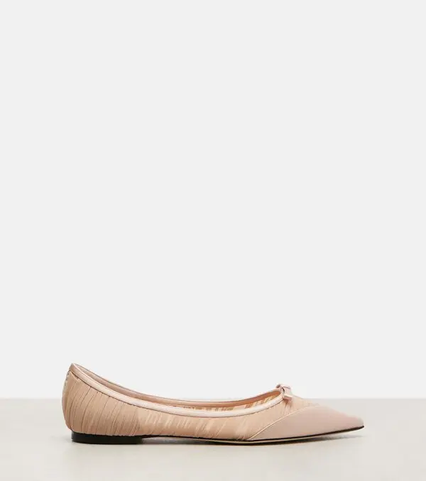 JIMMY CHOO Love Mesh And Satin Ballet Flats