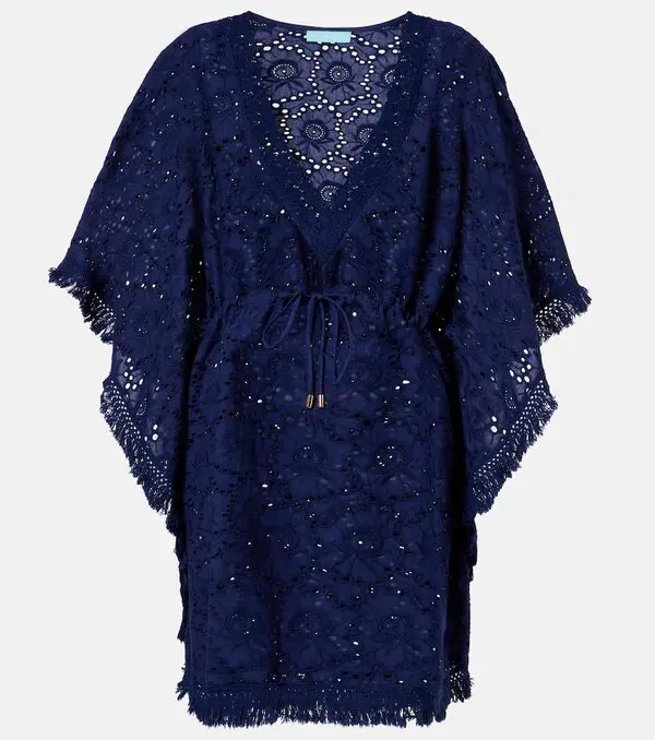 Melissa Odabash Ivy Broderie Anglaise Cotton Kaftan - Blue