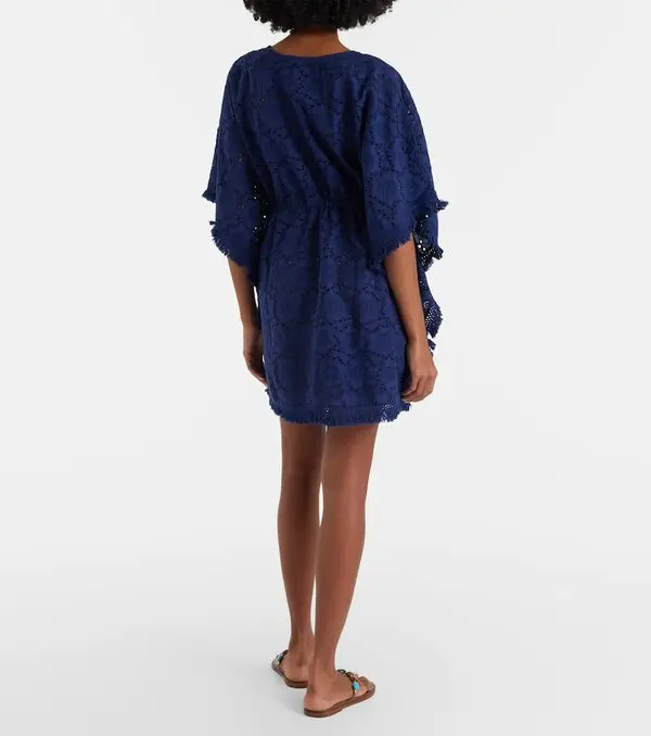 Melissa Odabash Ivy Broderie Anglaise Cotton Kaftan - Blue