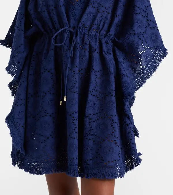 Melissa Odabash Ivy Broderie Anglaise Cotton Kaftan - Blue