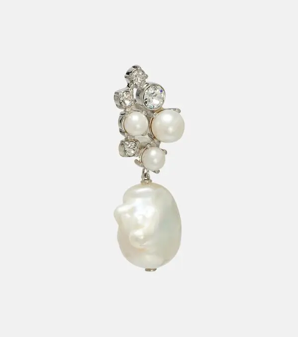 Givenchy Crystal And Pearl Asymmetric Earrings - Silver