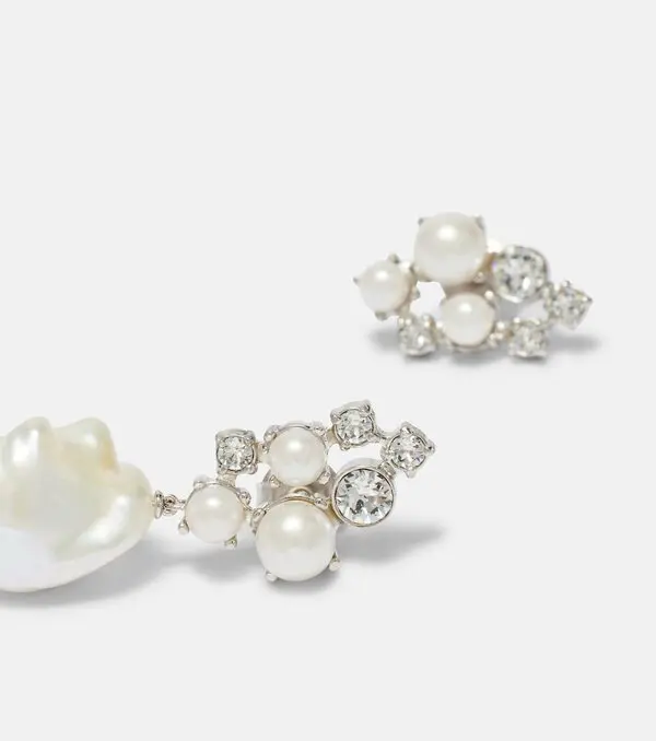 Givenchy Crystal And Pearl Asymmetric Earrings - Silver