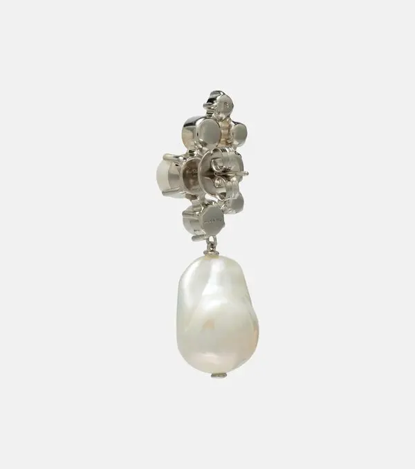 Givenchy Crystal And Pearl Asymmetric Earrings - Silver