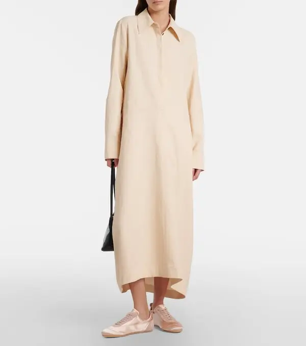 JIL SANDER Oversized Linen Shirt Dress - Pink