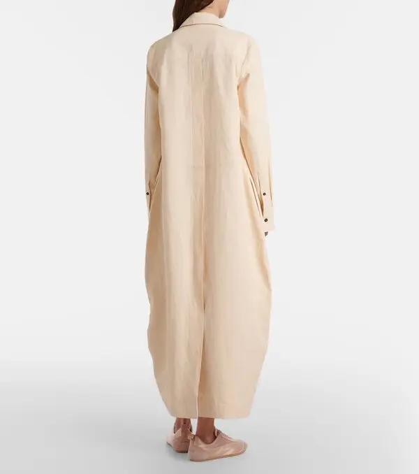 JIL SANDER Oversized Linen Shirt Dress - Pink