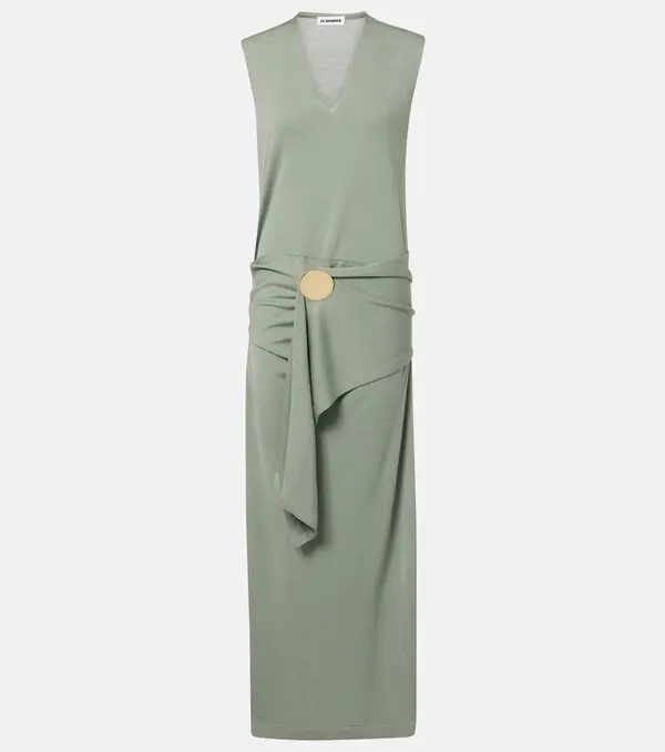 JIL SANDER Virgin Wool Maxi Dress - Green