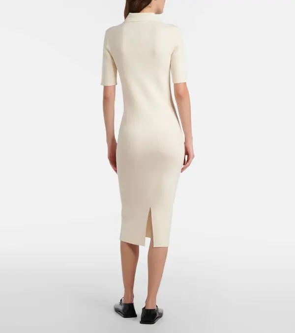 JIL SANDER Knitted Wool Midi Dress - White