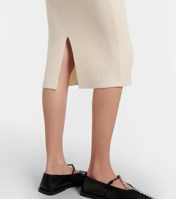 JIL SANDER Knitted Wool Midi Dress - White