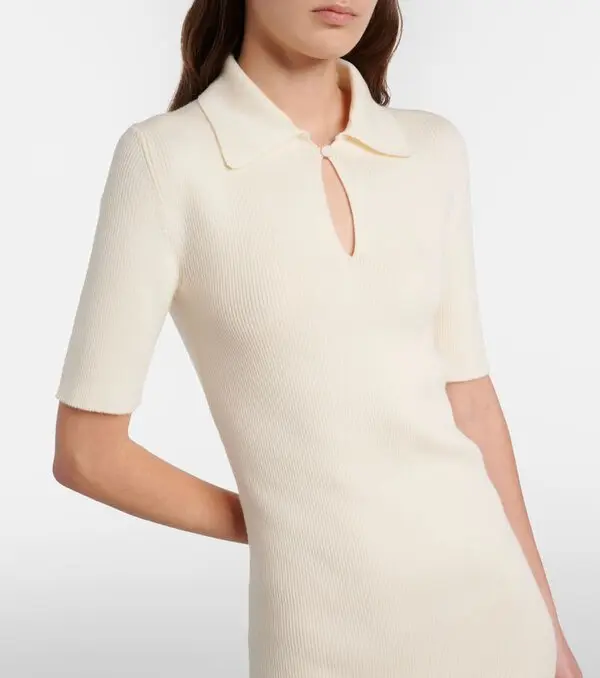 JIL SANDER Knitted Wool Midi Dress - White