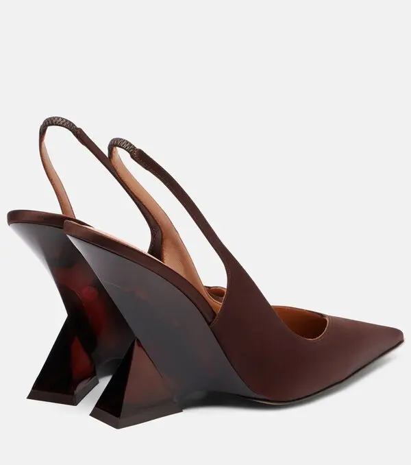 Attico Satin Slingback Wedges - Brown