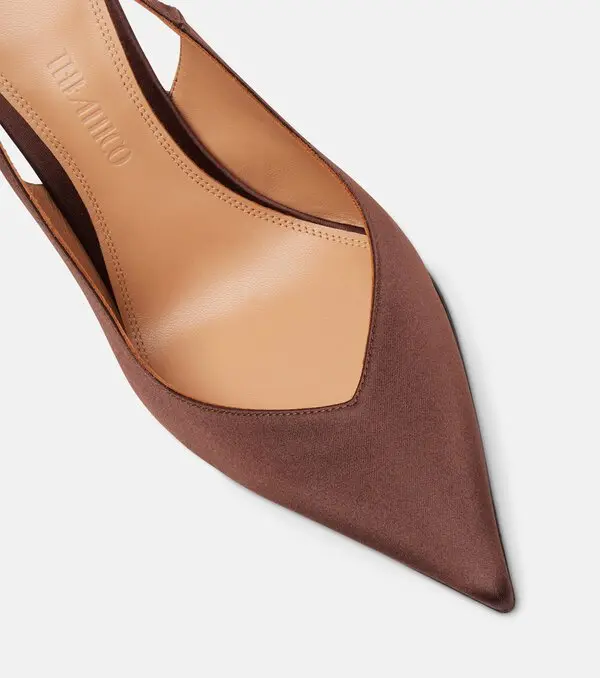 Attico Satin Slingback Wedges - Brown