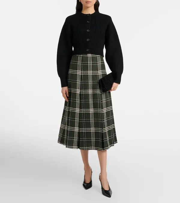 EMILIA WICKSTEAD Kensie Checked Wool-blend Midi Skirt