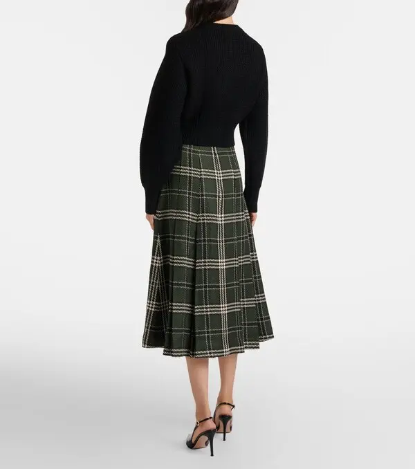 EMILIA WICKSTEAD Kensie Checked Wool-blend Midi Skirt