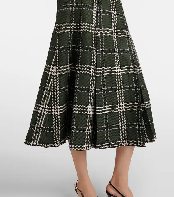 EMILIA WICKSTEAD Kensie Checked Wool-blend Midi Skirt
