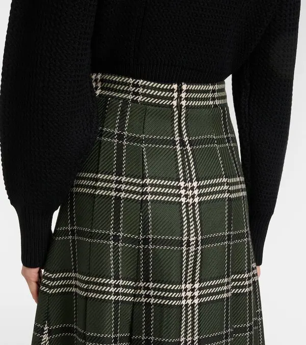 EMILIA WICKSTEAD Kensie Checked Wool-blend Midi Skirt
